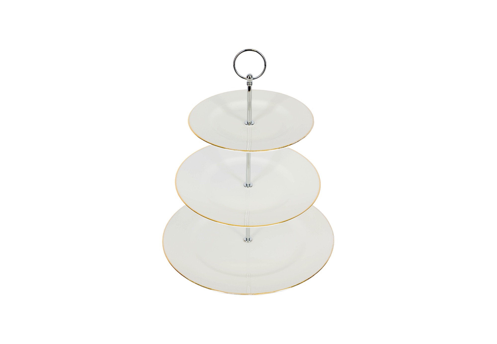 Three Tier Cake Stand (vintage Gold Band) - CMA Event Hire